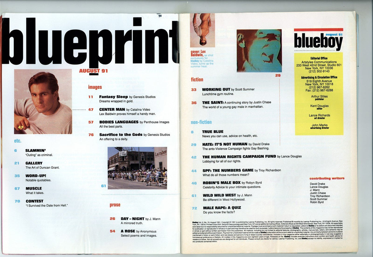 Blueboy 1991 Lex Baldwin, Robert Larkins, Catalina 100pgs Gay Pinup Ma – oxxbridgegalleries