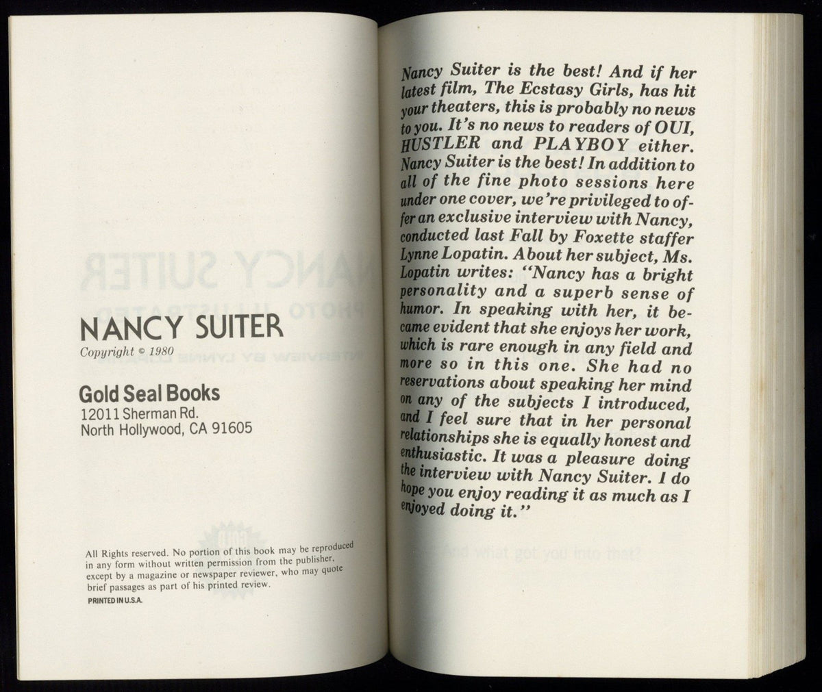 Nancy Suiter 1980 Photo Illustrated By Lynne Lopatin 180pgs Gold Seal