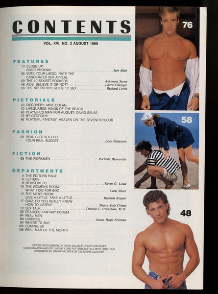 Playgirl 1988 George Dufour, David Salas, Mike Dolan 108pgs Gay Pinup – oxxbridgegalleries