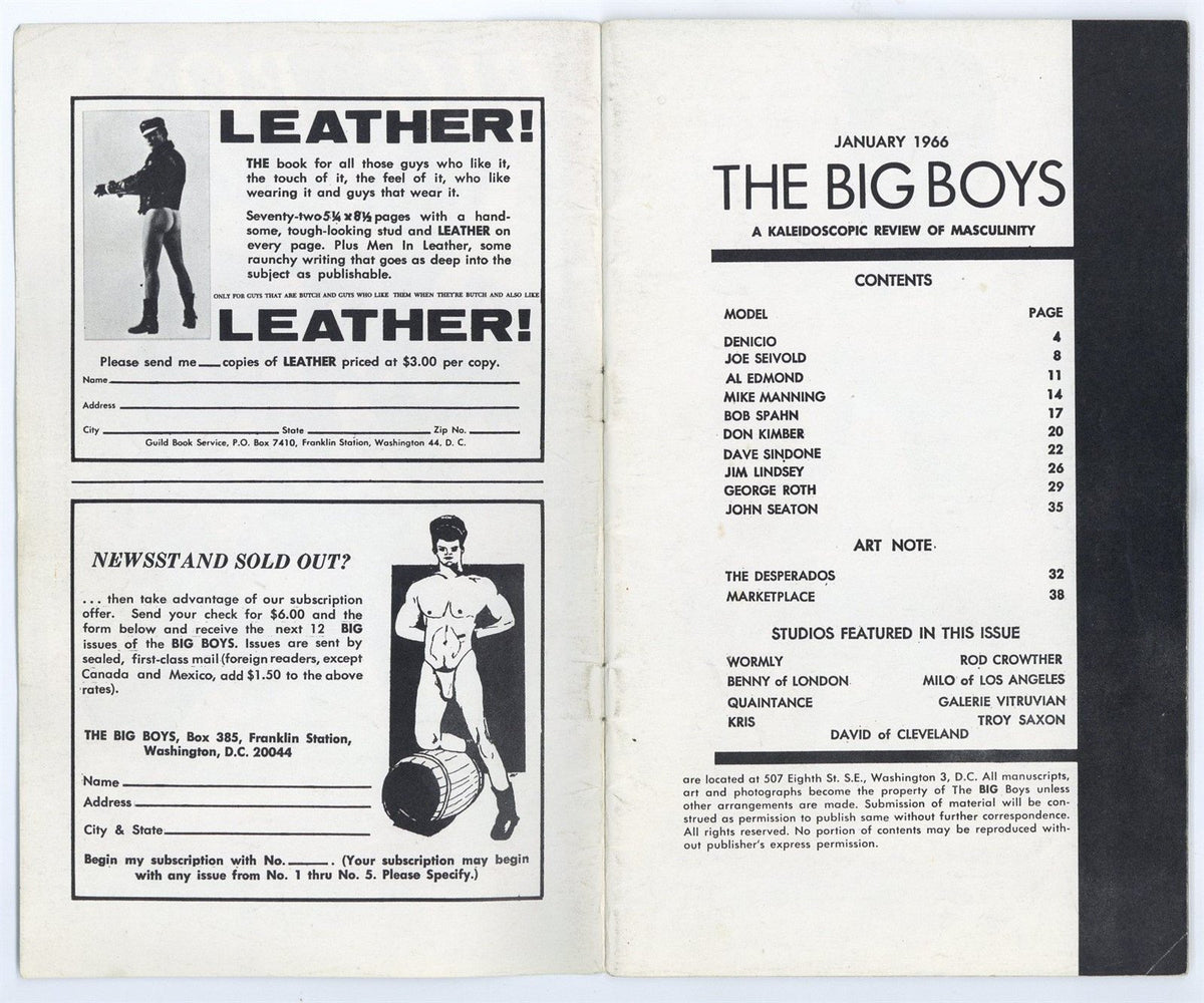 Big Boys #6 January 1966 Male Beefcake Models 48pg Milo Of LA M22407 ...