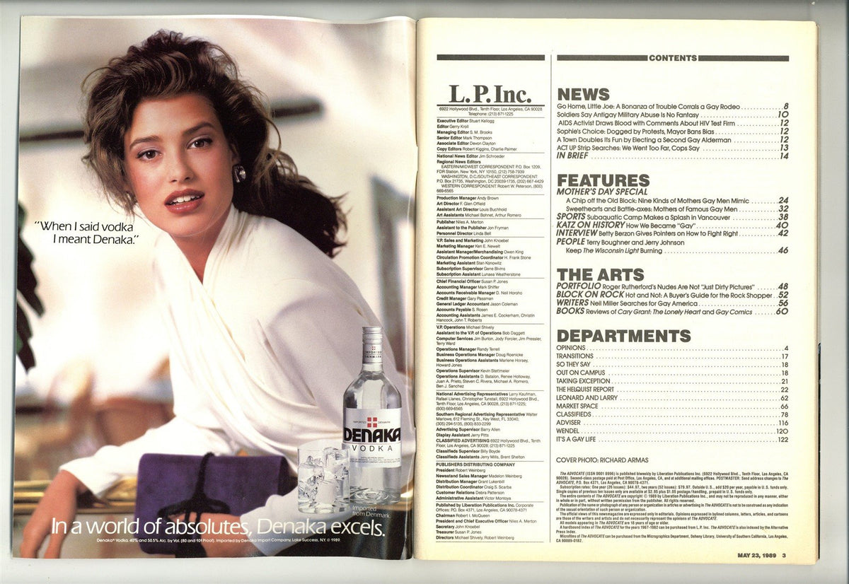 Advocate 1989 Roger Rutherford, Richard Armas 124pgs Vintage Gay Magaz ...