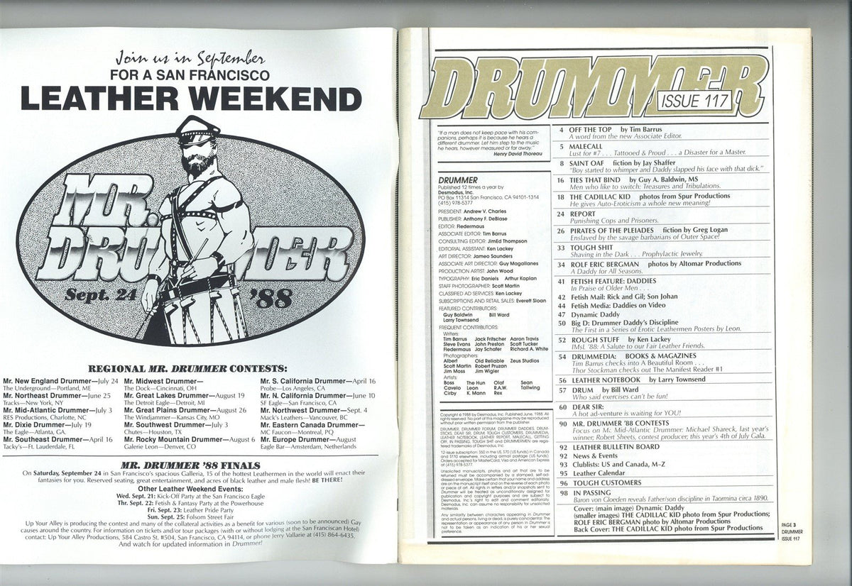 Drummer #117 Desmodus Inc 1988 Larry Townsend, Bill Ward, Spur Product ...