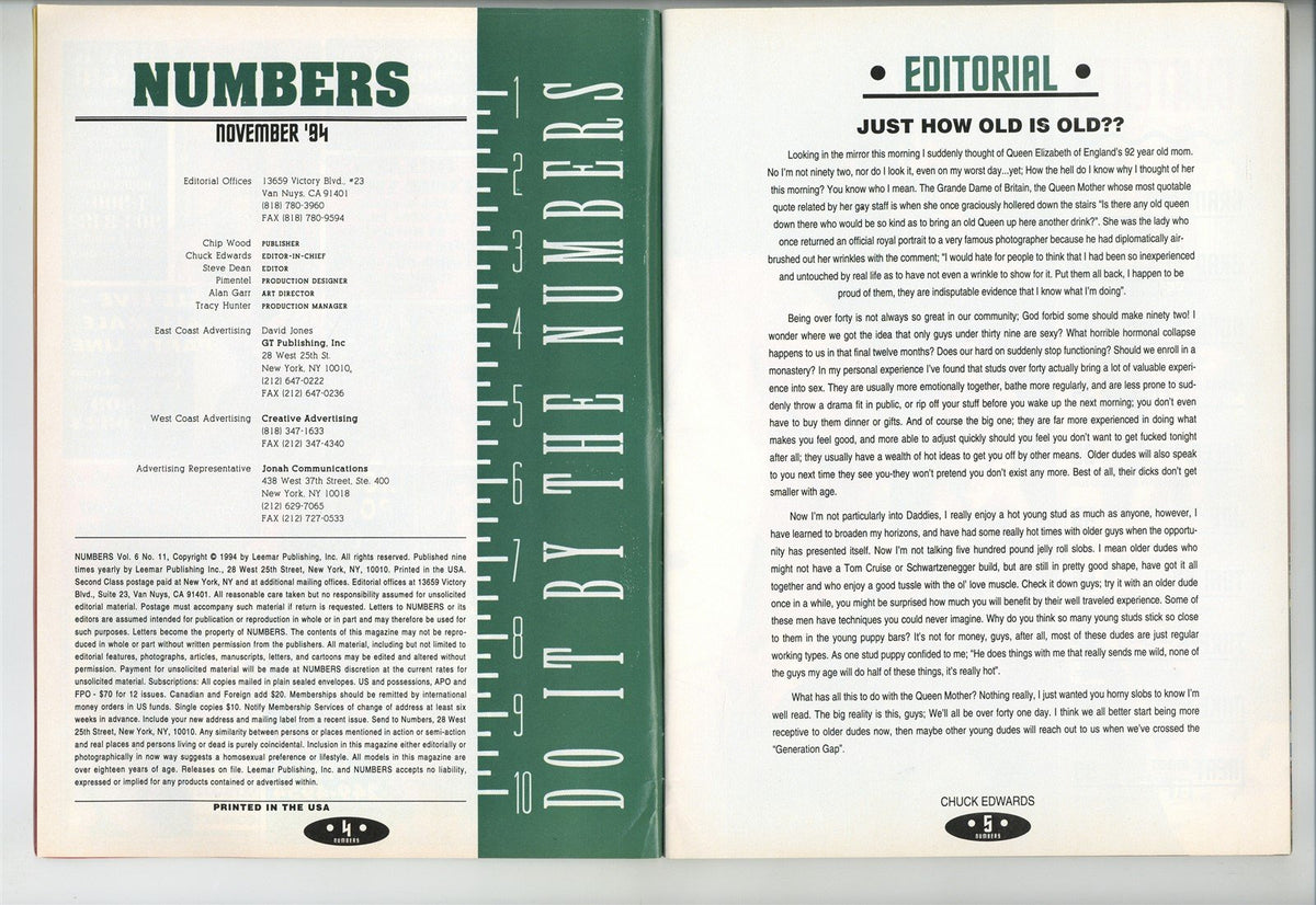 Numbers Nov 1994 Tom West, Grant Fagan, Brad Hudson 100pgs Jim Wigler ...