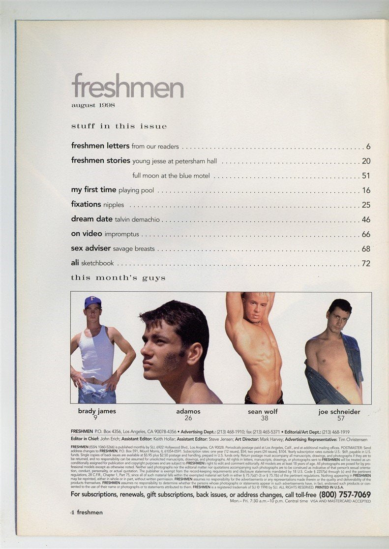 Freshmen 1998 Brady James, Sean Wolf, Joe Schneider 74pgs Gay Pinup Ma – oxxbridgegalleries