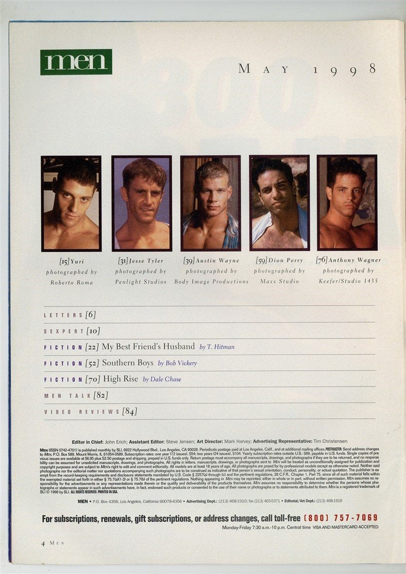 Men 1998 Jesse Tyler, Austin Wayne, Dion Perry, Anthony Wagner 90pgs G ...