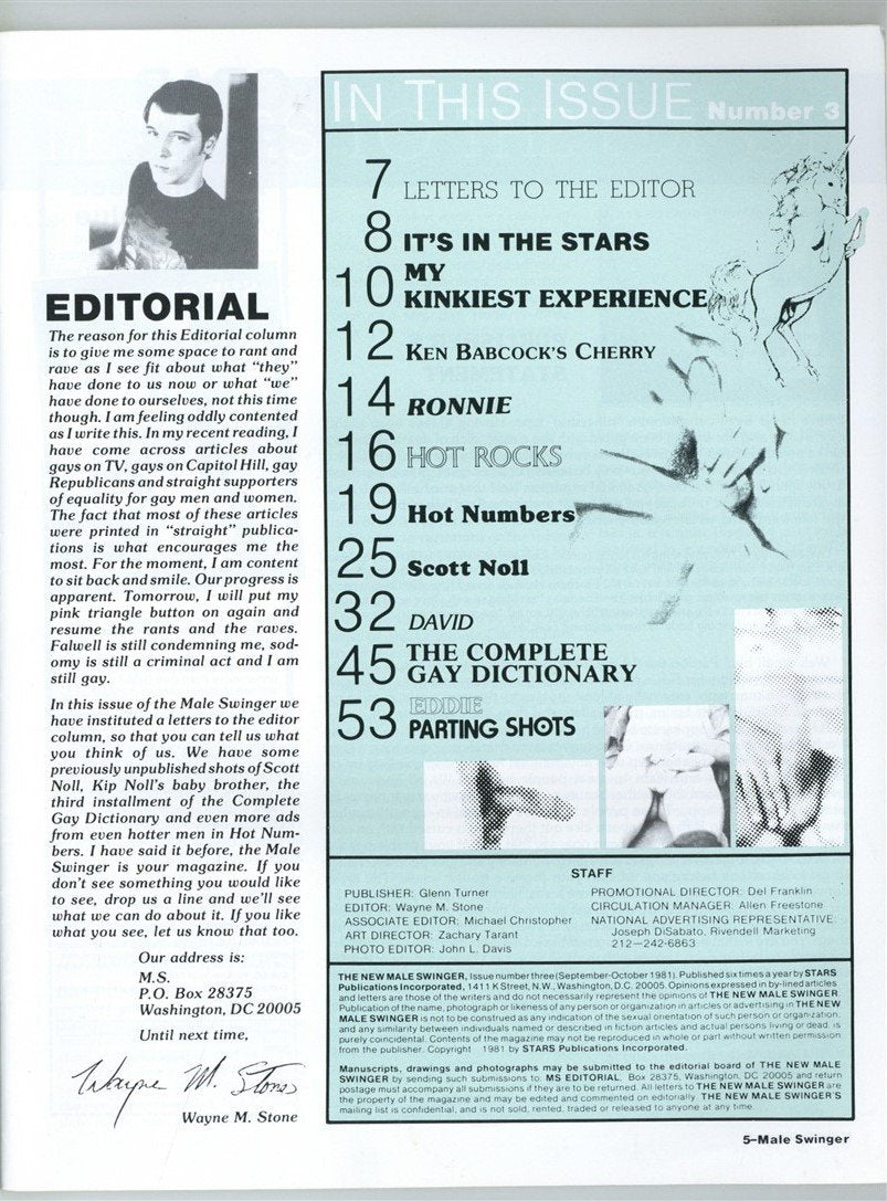 Male Swinger 1981 Scott Noll 56pgs Gay Porn Stars Magazine, Stars Publ ...